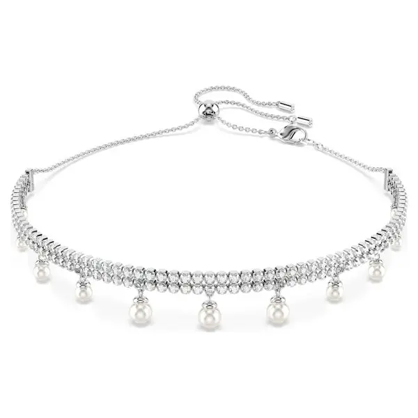 SWAROVSKI Rhodium-plated Choker With Crystal Pearls And Zirconia - White