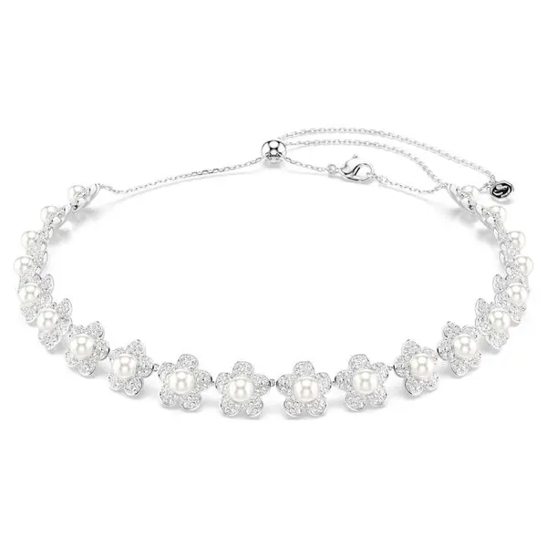 SWAROVSKI Rhodium-plated Choker With Pearl And Zirconia Motifs - White