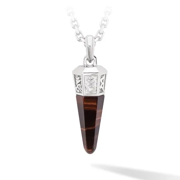 AWNL Tiger Eye Sanskrit Mantra Necklace-stainless Chain - Red