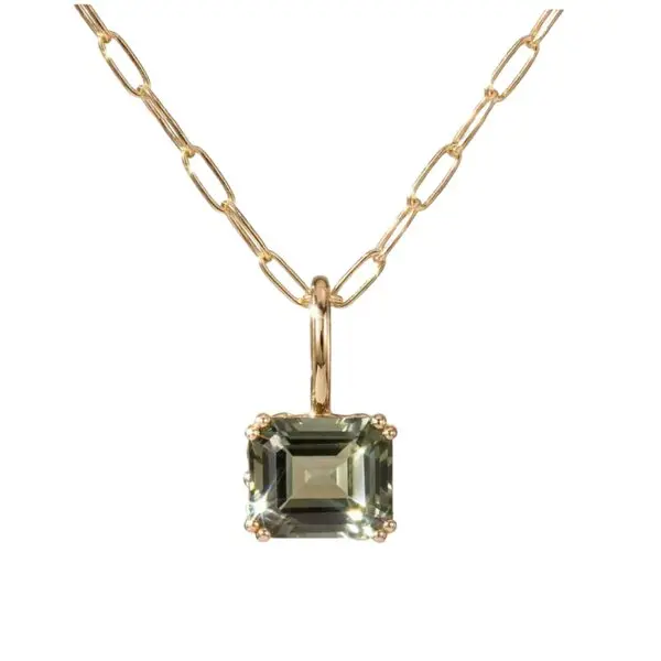 DAINTY LONDON Large Green Quartz Necklace Giselle - Gold