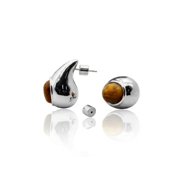 VIEA Brown / Silver Solis Muse Drop Earrings