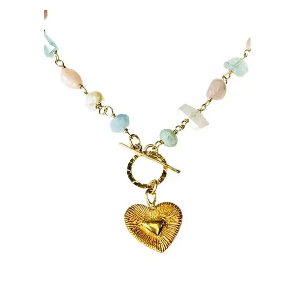 LEXI JEWELRY Gold Heart & Toggle Sweet Pastels Necklace - Yellow