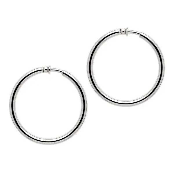EMMA HOLLAND JEWELLERY Platinum Large Hoop Clip On Earrings - Silver