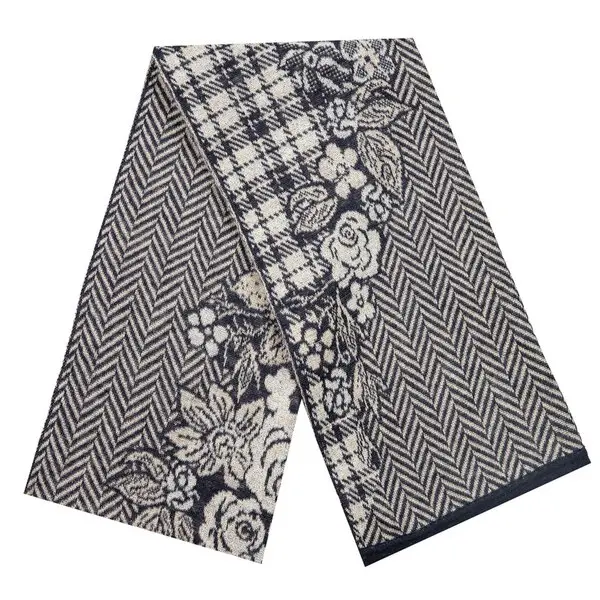 MOHAIR&ANGORA Mohair Shawl Floral Art Dark - Blue