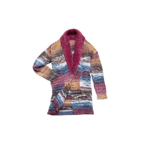 Saachi Fur Collared Long Cardigan Sweater