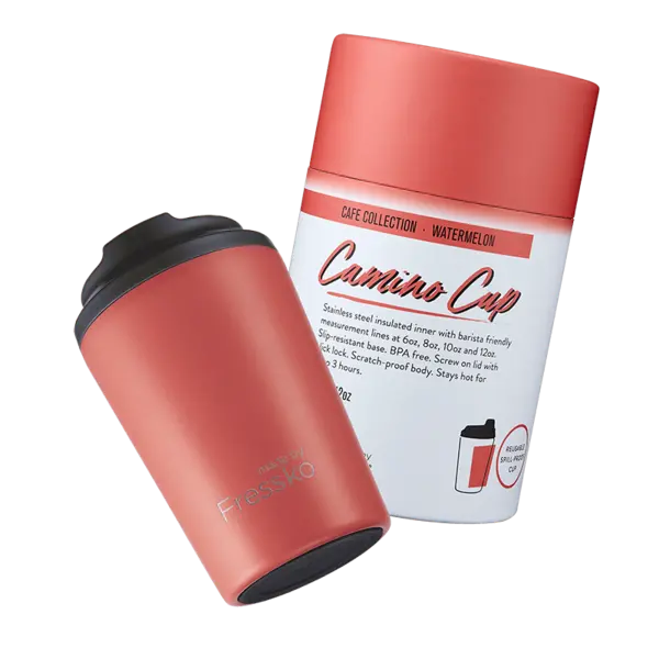 Fressko Bino 8oz / 227ml Reusable Coffee Cup, Stainless Steel Watermelon - Red