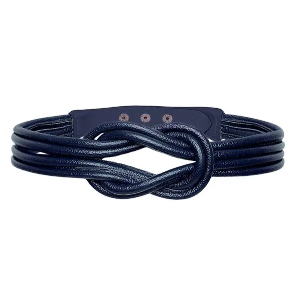 BELTBE Knot Leather Belt Navy - Blue