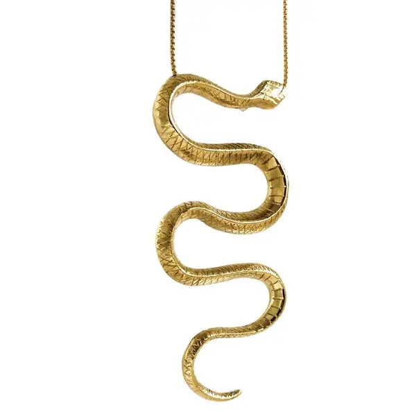 AKI ROC JEWELRY Inca Snake Pendant Necklace - Gold