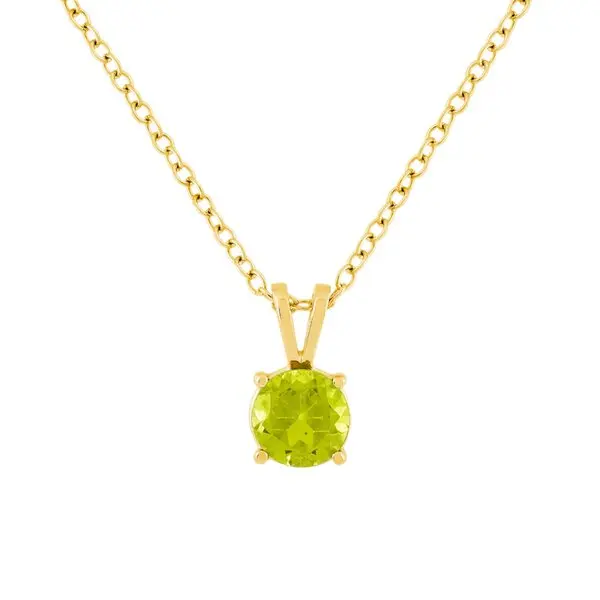 AVIR NEW YORK Solid Yellow Gold Peridot Necklace One Carat Total Weight With Adjustable Necklace - Green