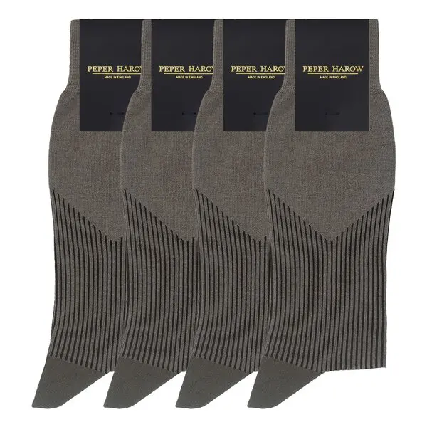 PEPER HAROW - MADE IN ENGLAND Grooms’s Socks Bundle V-stripe - Grey