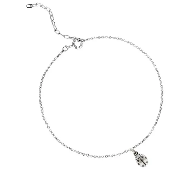 LEE RENEE Ladybird Black Diamond Bracelet – Wings Closed - Silver