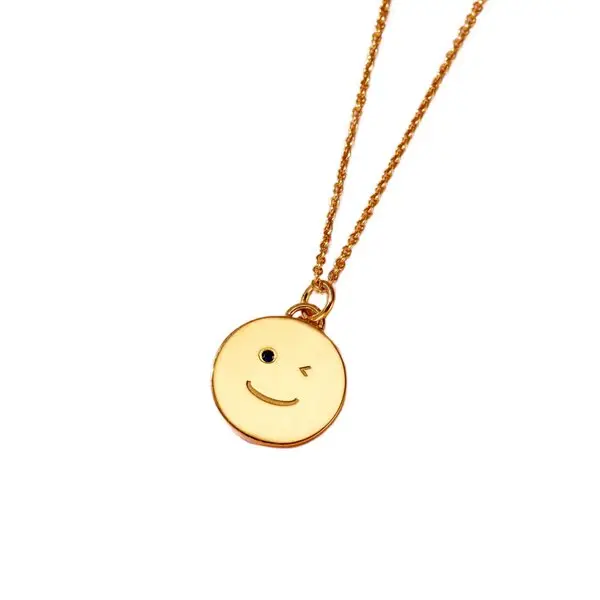 POSH TOTTY DESIGNS Yellow Wink Face Sapphire Pendant Necklace - Gold