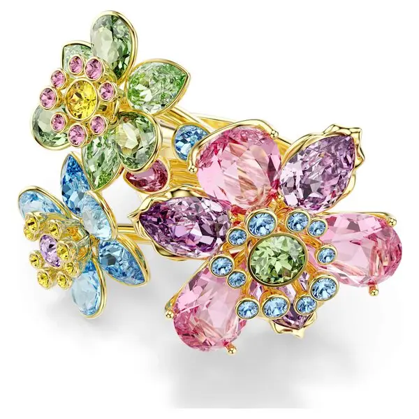 SWAROVSKI Idyllia Statement Ring With Gold Finish And Multicolored Crystals - Multicoloured