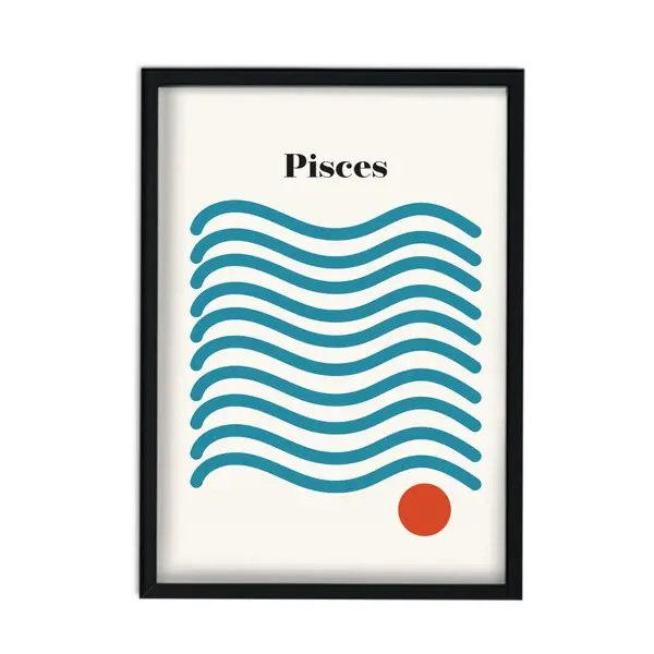 FANCLUB Blue / Red Pisces Zodiac Star Sign A3 Art Print - Blue/red