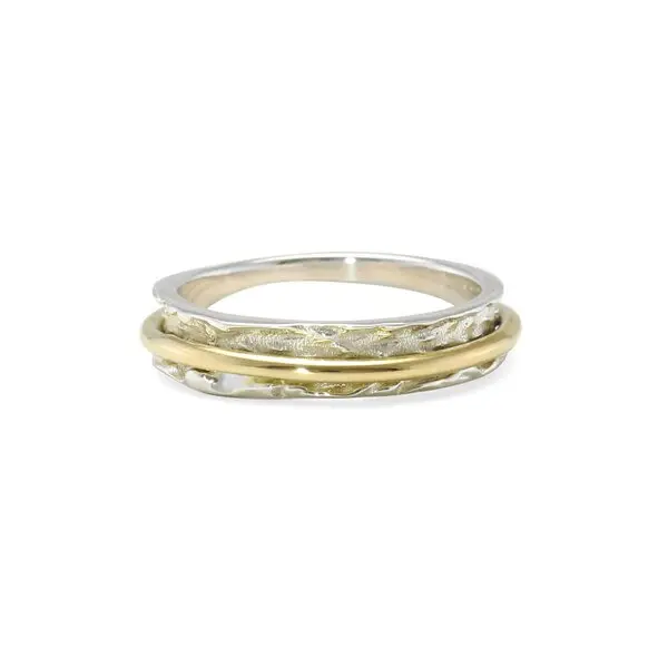 ISLA SILVER Gold / Silver Dainty Silver & Brass Spinner Ring - Gold/silver