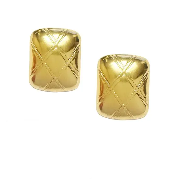 MAISON DE GALA Quilted Rectangle Stud Earrings