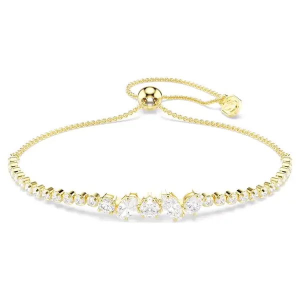 SWAROVSKI Mesmera Bracelet With Emerald-cut Stone And Zirconia, Gold-plated Finish - White