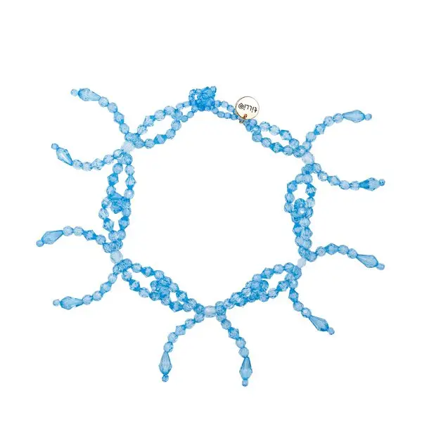 TILLIE BEADS Playful Ribbon Bead Necklace In Iceberg - Blue