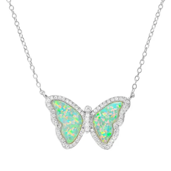 KAMARIA Opal Butterfly Necklace With Crystals Silver Light - Green