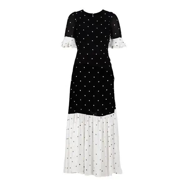 ROSE & NANCY Saphi & White Pindot Spot Midi Dress - Black