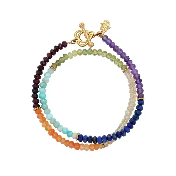 KARMA AND LUCK Chakra Bloom Gemstone Heart Wrap Bracelet - Yellow