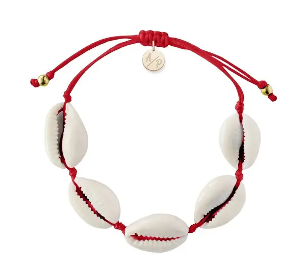 ADRIANA PAPPAS DESIGNS Natural Shell Adjustable Bracelet On Colo Cord Cranberry - Red