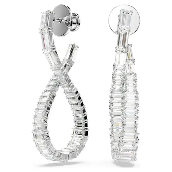 SWAROVSKI Hyperbola Heart Drop Earrings With Crystals - White