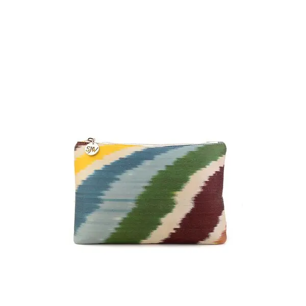 SJW BAGS LONDON Aquila Ikat Clutch Bag In Rainbow - Gray/white