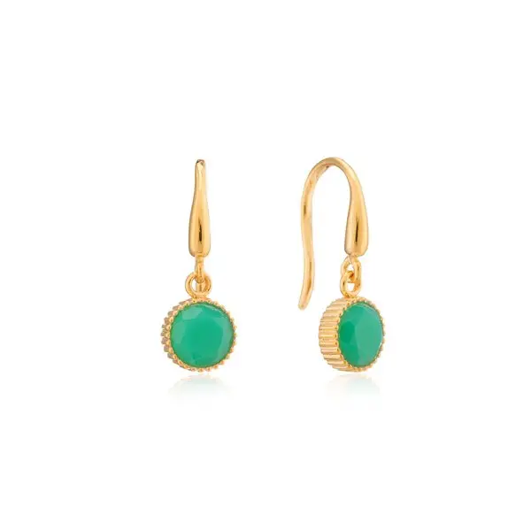 AUREE JEWELLERY Gold / Green Barcelona May Birthstone Hook Earrings Chyrsoprase - Gold/green