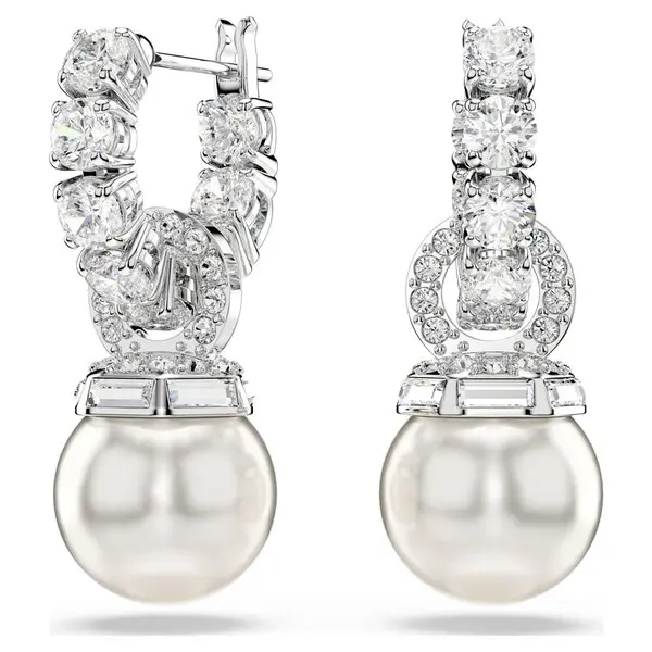 SWAROVSKI Matrix Drop Earrings With Emerald And Crystal - White