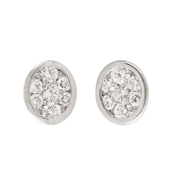 ARTISAN Natural Diamond Oval Stud Earrings In 18k Gold - White