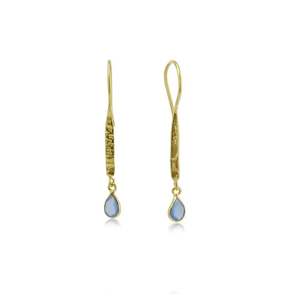 ISLA SILVER Gold / Blue Blue Chalcedony Dream Gold Drop Earrings - Gold/blue