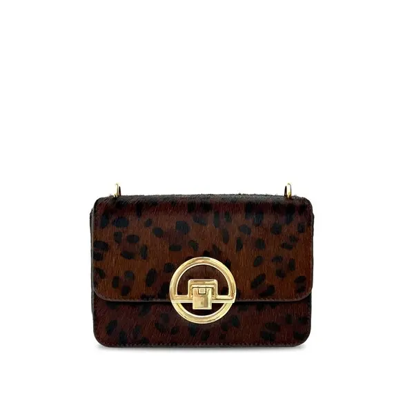 APATCHY LONDON The Tilly Dark Leopard Hair-on Leather Bag - Brown