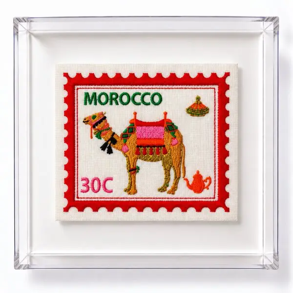 LILLY LOVES Morocco Inspired Postage Stamp Artwork - White