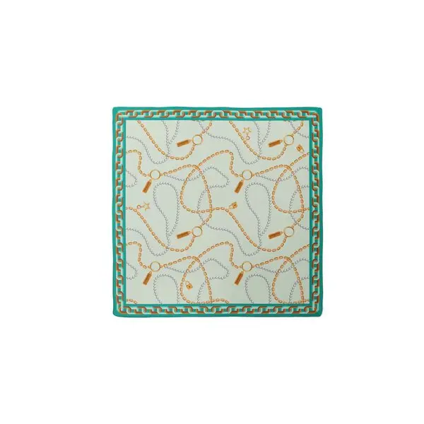 LE PARMENTIER Heritage Chain And Pearls Silk Bandana - Green