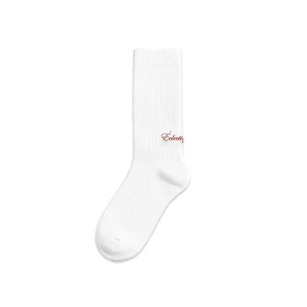 Éclectique Logo Socks With Red Script Logo - White