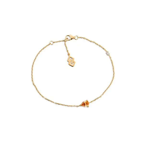 SALLY SKOUFIS Pure Bracelet With Made Champagne Cz Diamond Stimulant In Sterling Silver & 18k Gold Vermeil - Yellow