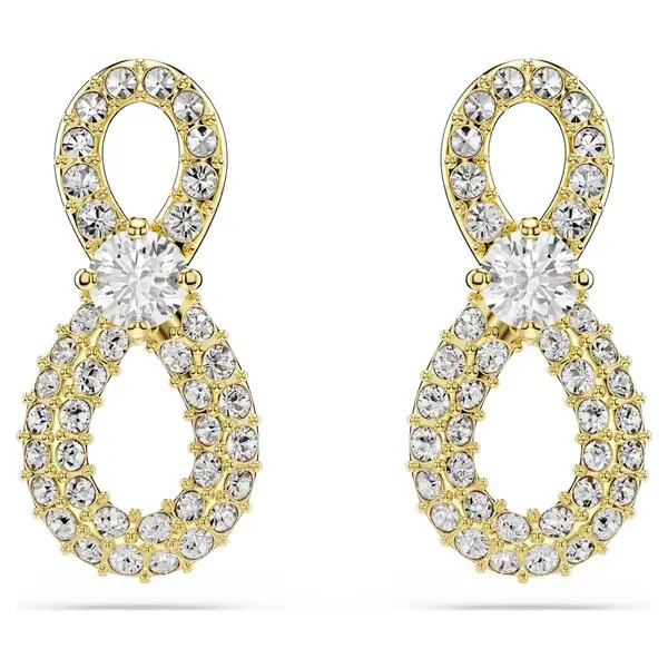 SWAROVSKI Hyperbola Infinity Stud Earrings With Clear Crystals And 18k Gold Finish - White