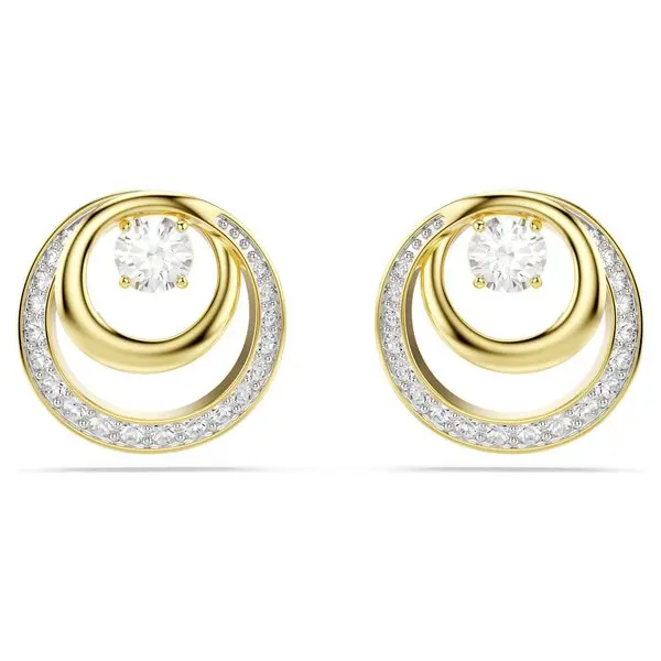 SWAROVSKI Hyperbola Infinity Stud Earrings With Clear Crystals And 18k Gold Finish - White