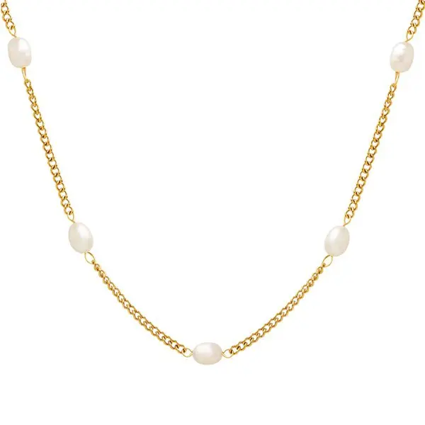 BERMUDA WATCH COMPANY Neutrals Annie Apple Isla Pearl Chain Necklace - Gold