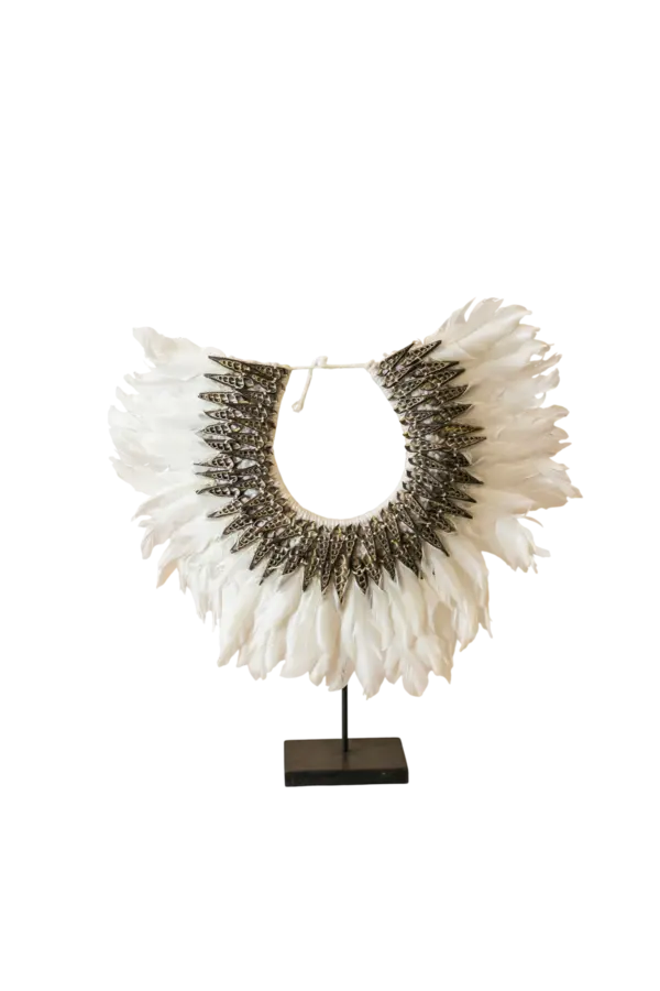 Botanical Boys Neutrals / Handmade Feathers & Shell Necklace Twenty Two Seven - White