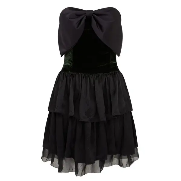 LISA THE LABEL Love Bow Dress In Noir - Black