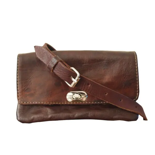 BERBER LEATHER The Kenitra Soft Cross-body Bag In Dark - Brown