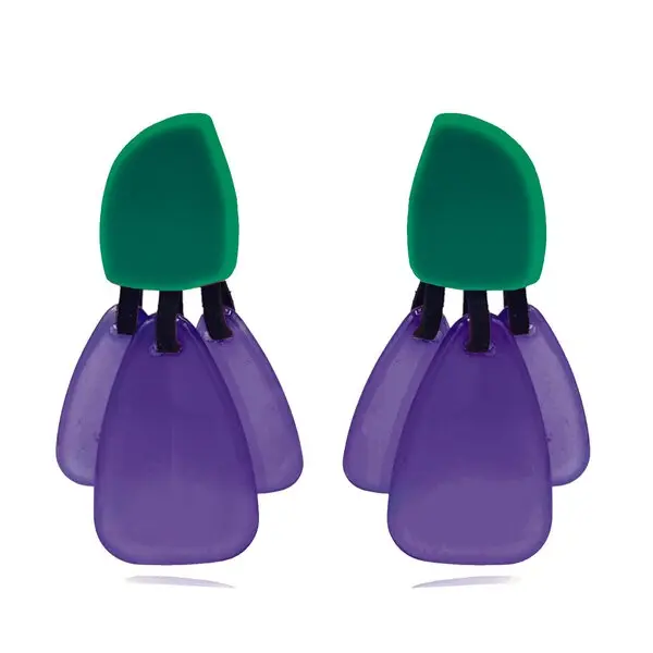 MICHAEL NASH JEWELRY Patrizia Resin Pierced Top Earrings With Amethst Resin Drops - Green