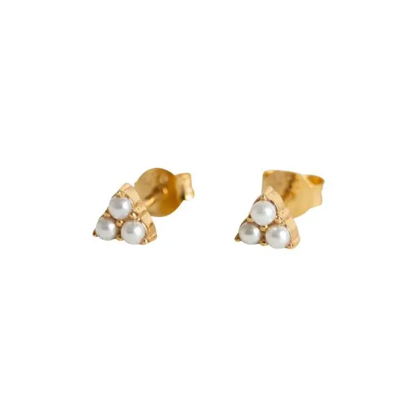 CLAIRE HILL DESIGNS Triple Pearl Mini Stud Earrings - Gold