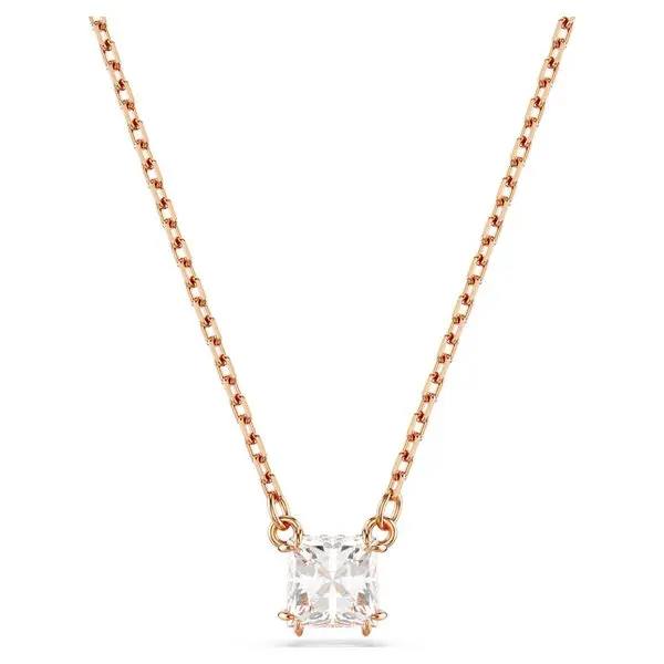 SWAROVSKI Stilla Attract Pendant Necklace With Square-cut Zirconia And 18k Gold Finish - White