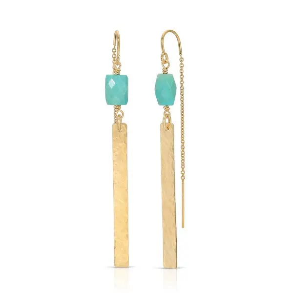 HEATHER HAWKINS Cascades Turquoise Threader Earrings Fourteen Karat Gold-filled December Birthstone - Blue