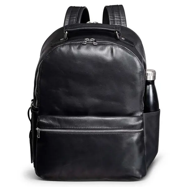 HIDES LEATHER CO. Minimal Leather Backpack Rucksack - Black