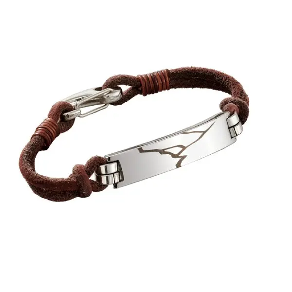 POSH TOTTY DESIGNS Silver / Brown Leather Cord Kintsugi Bracelet - Silver/brown