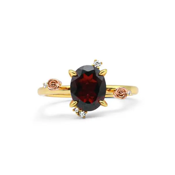 PTERA JEWELRY Rose Marie Garnet Rose Ring - Gold